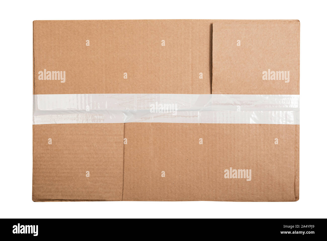 Rectangular cardboard box with a sticky tape isolated on white ...