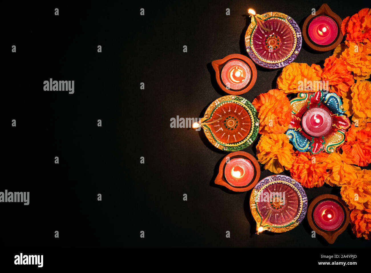 Happy Diwali - Clay Diya lamps lit during Dipavali, Hindu festival of ...