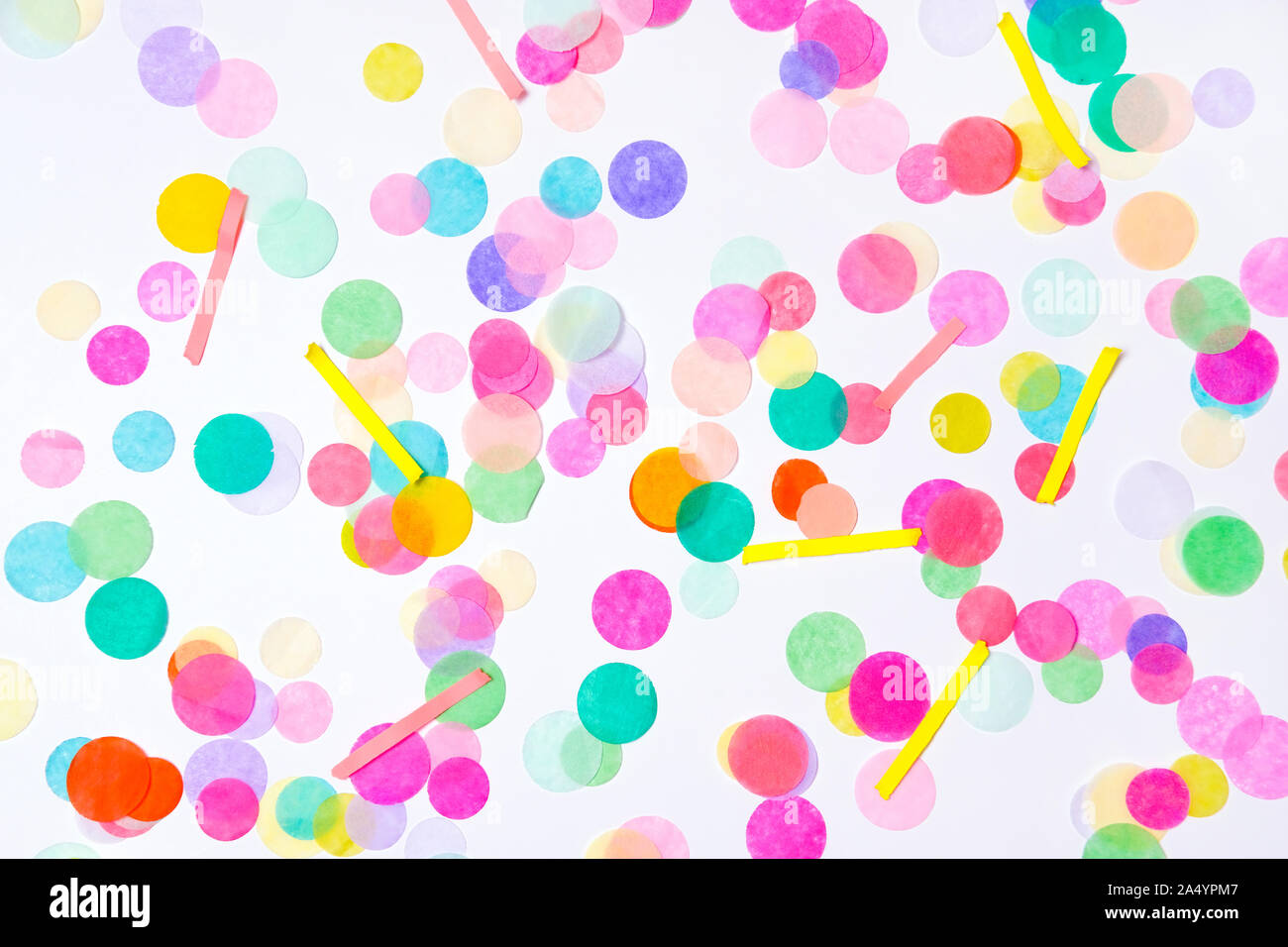 Colorful confetti on white background. Top view. Flat lay Stock Photo ...