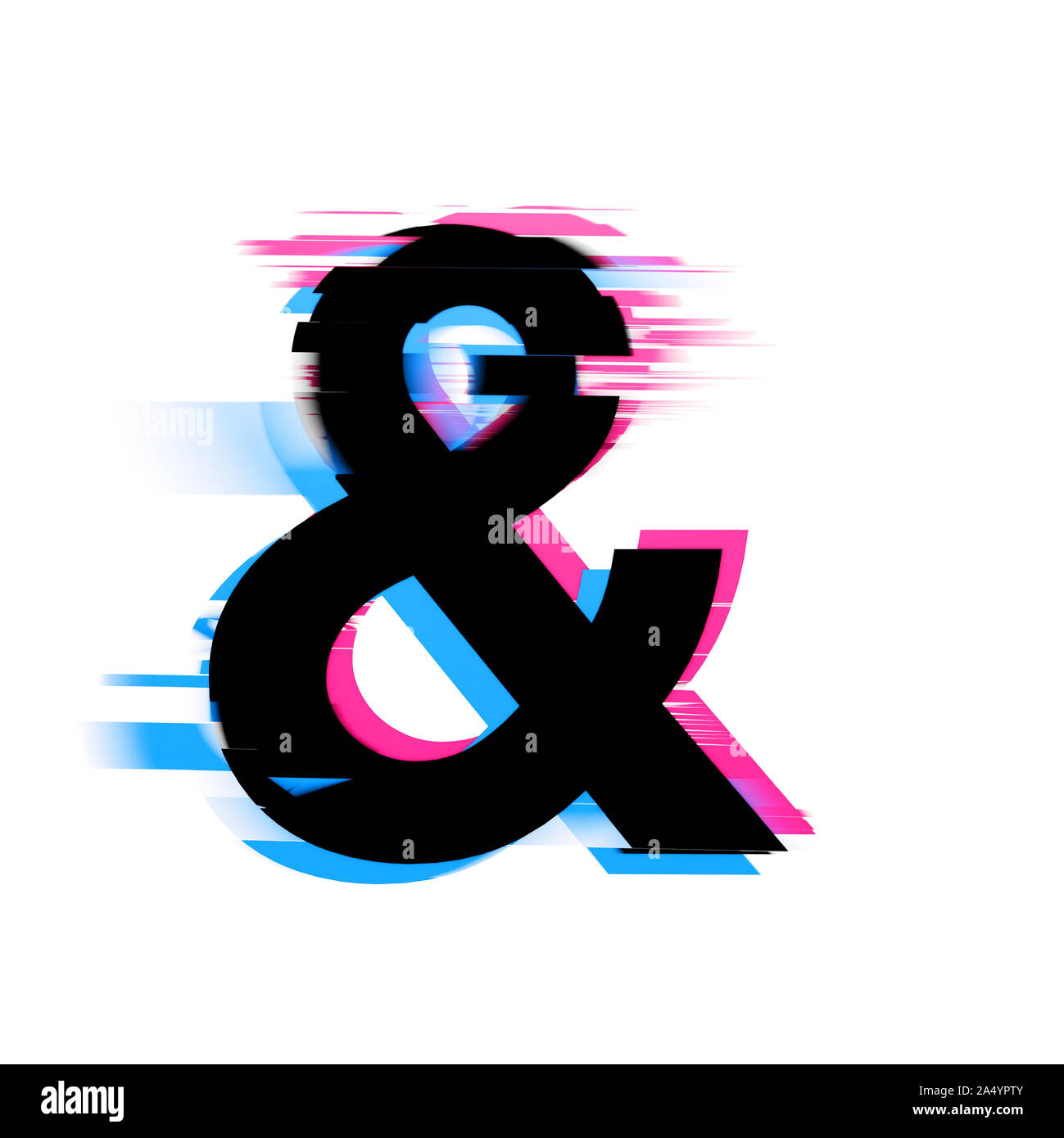 Ampersand distorted neon glitch effect text font. 3D Render Stock Photo ...