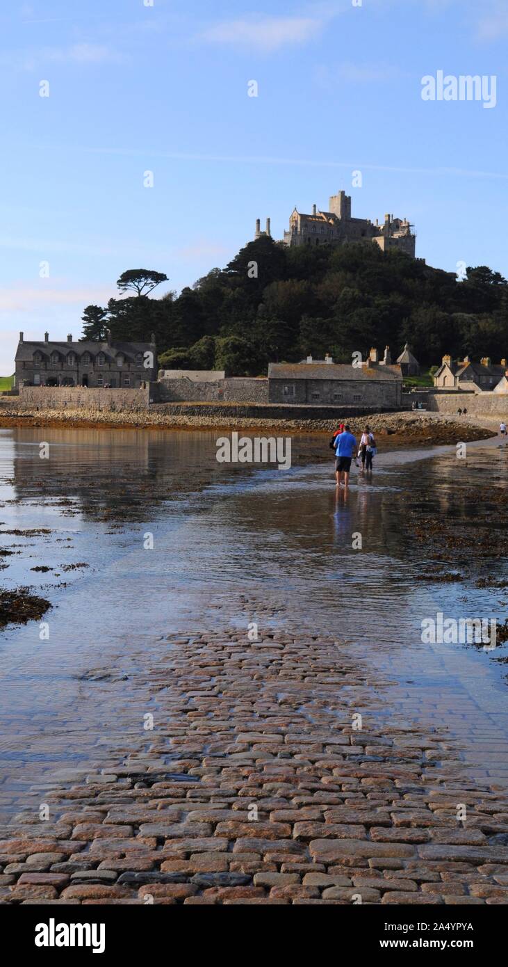 Causeway to St Michael's Mount, a tidal island off Marazion, Cornwall ...