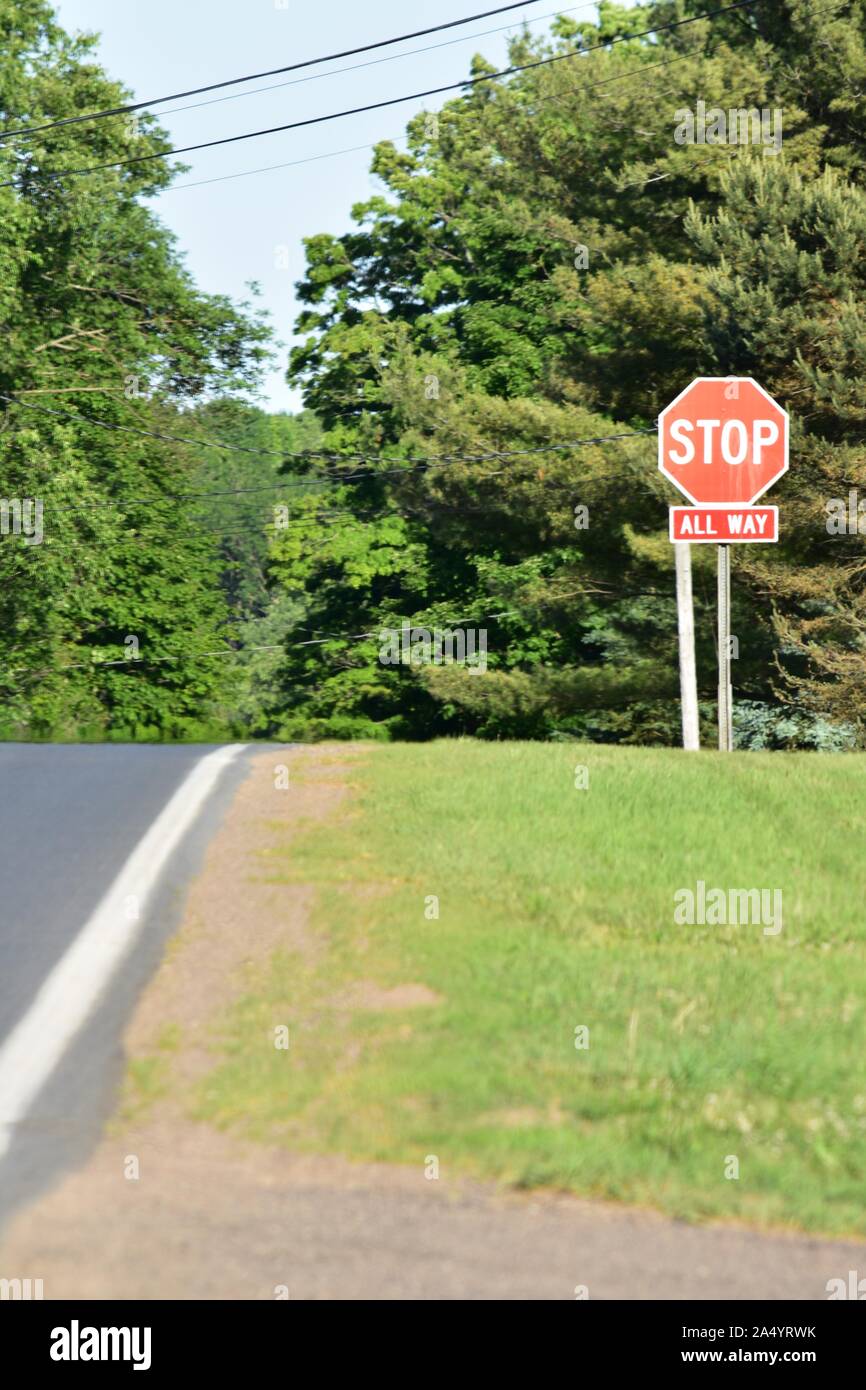 Rural Road Stop Sign Stock Photo - Alamy