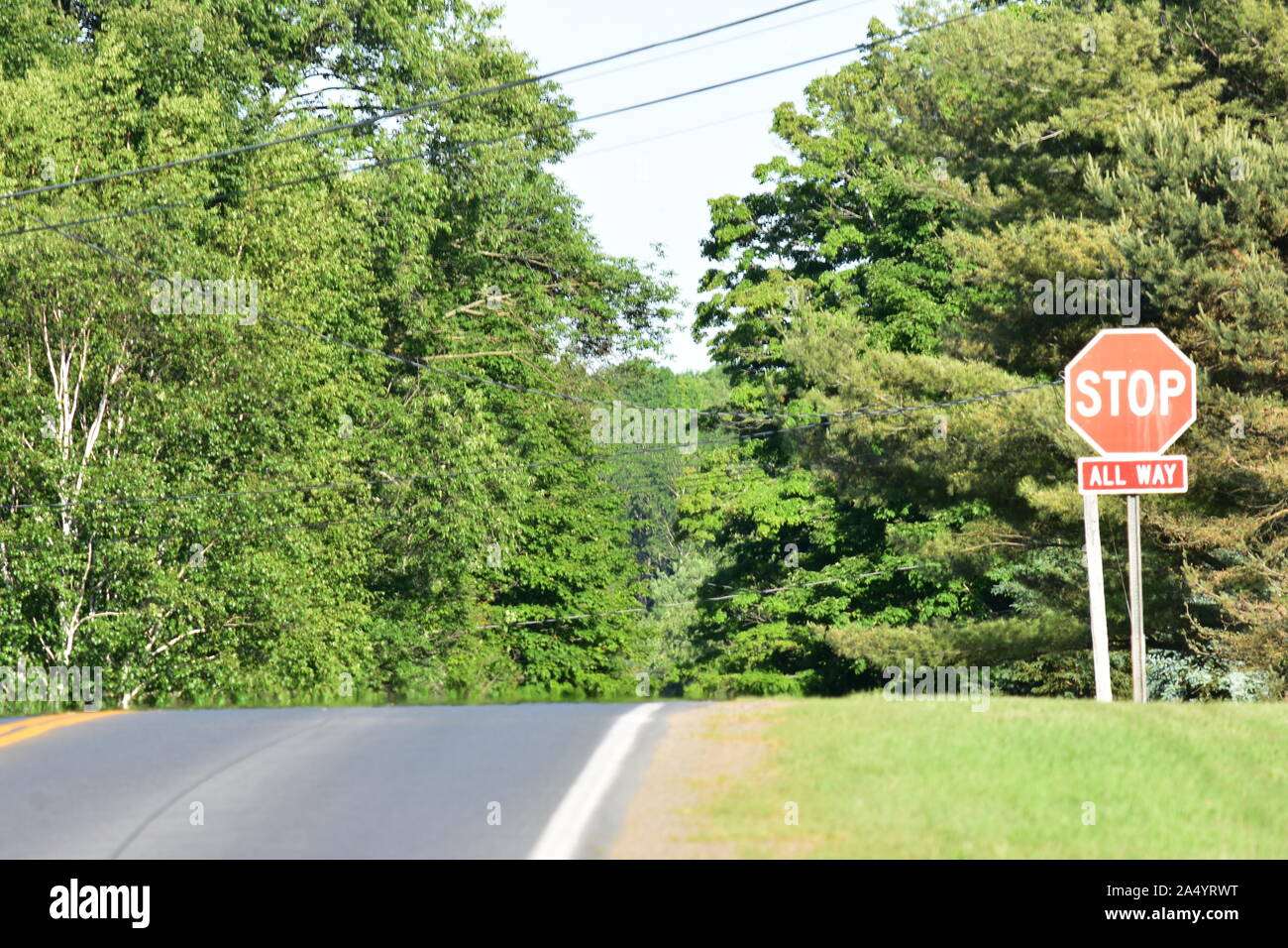 Rural Road Stop Sign Stock Photo - Alamy