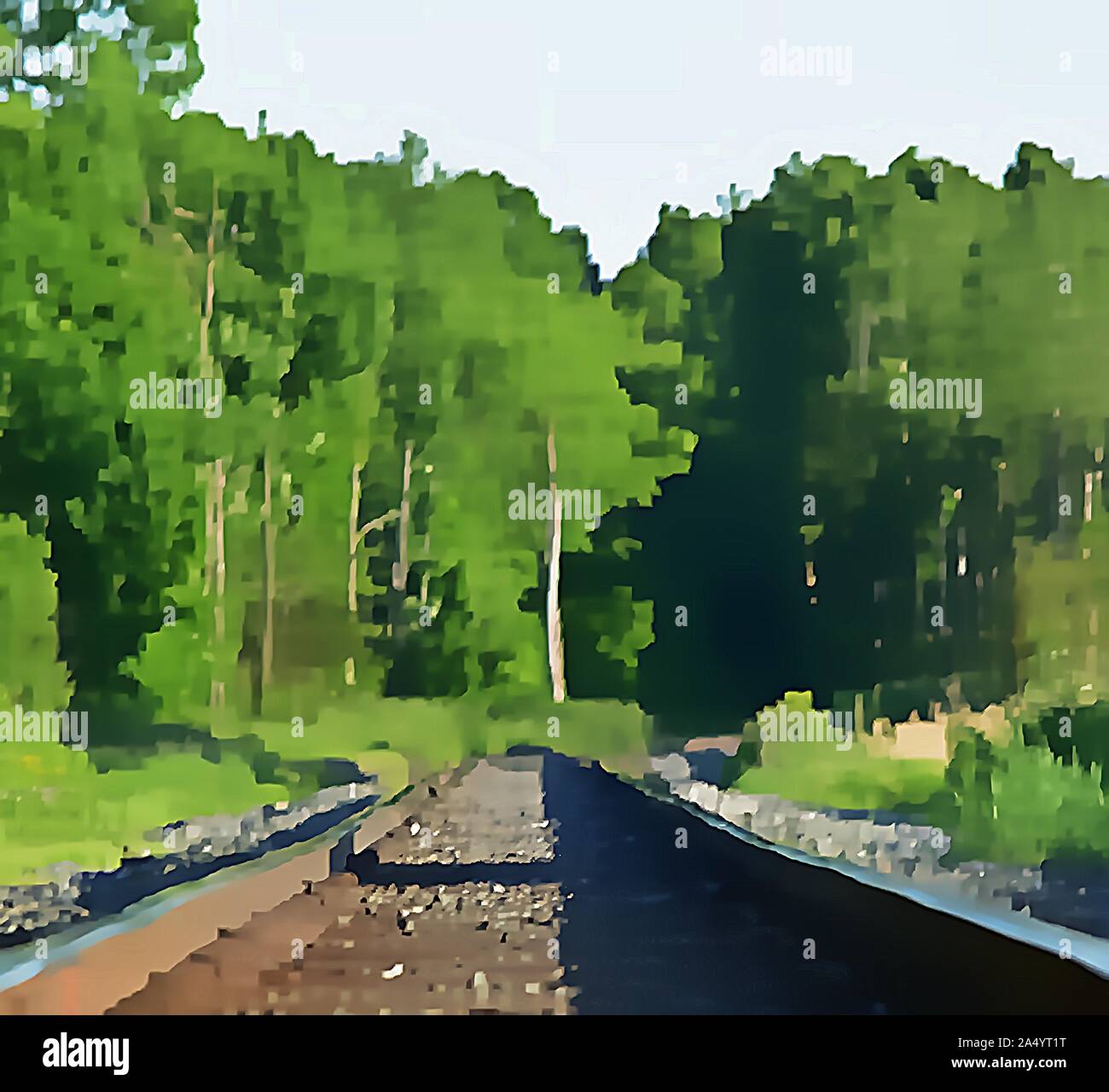 Train Tracks And Forest Artwork Stock Photo - Alamy