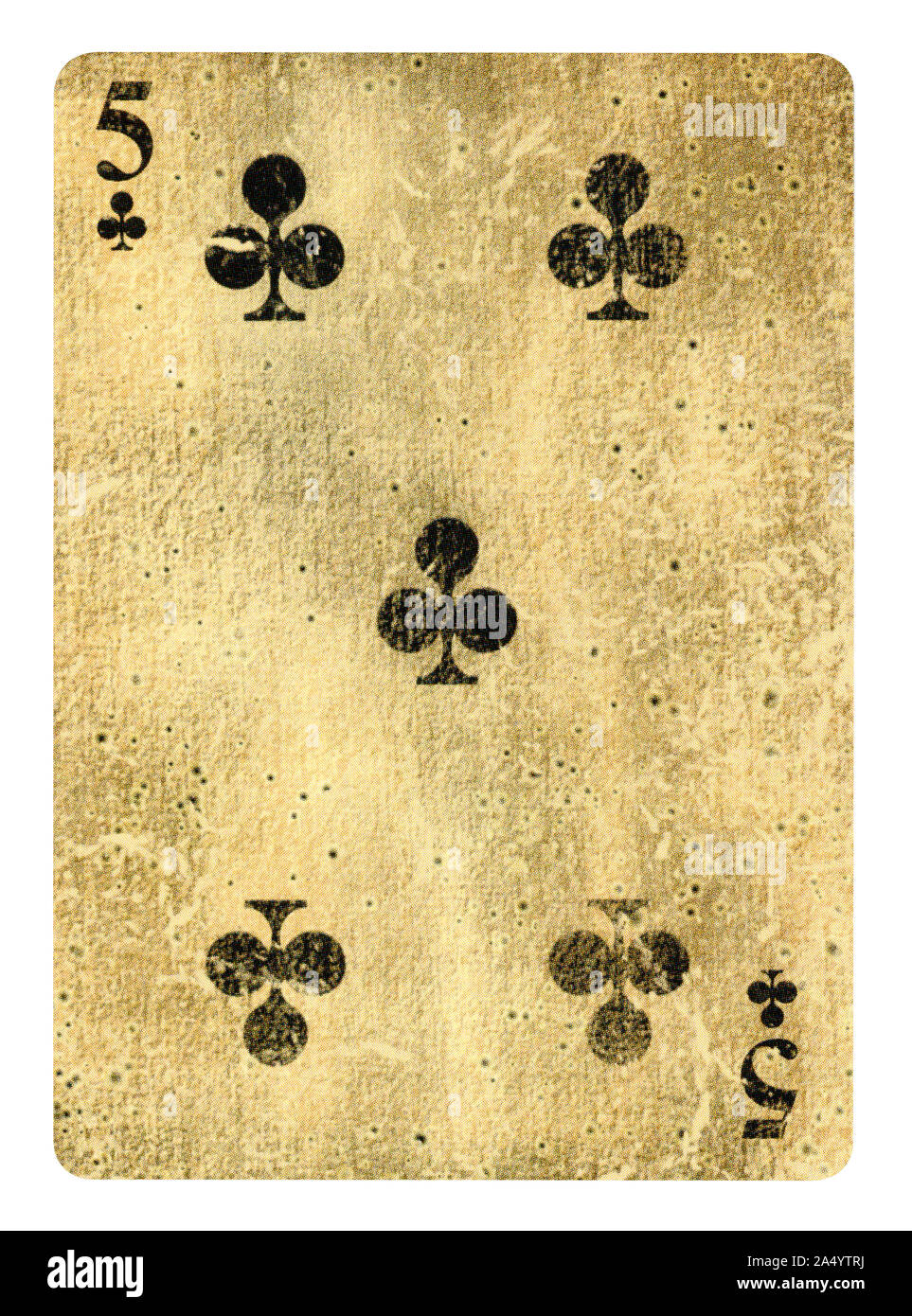 Five of Clubs playing card - isolated on white (clipping path included ...