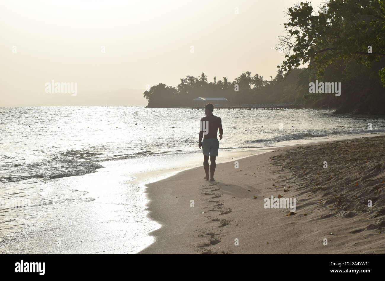 Beach walk into the sunset Stock Photo - Alamy