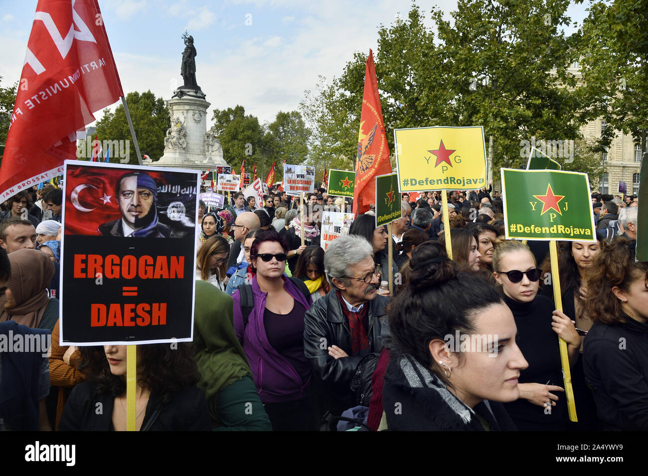 Kurdish People protest for defending Rojava - Place de la République ...