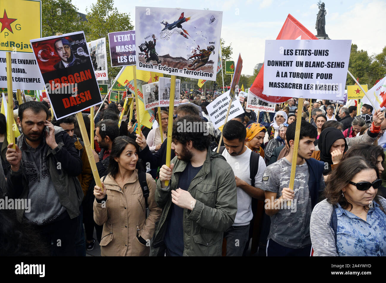 Kurdish People protest for defending Rojava - Place de la République ...