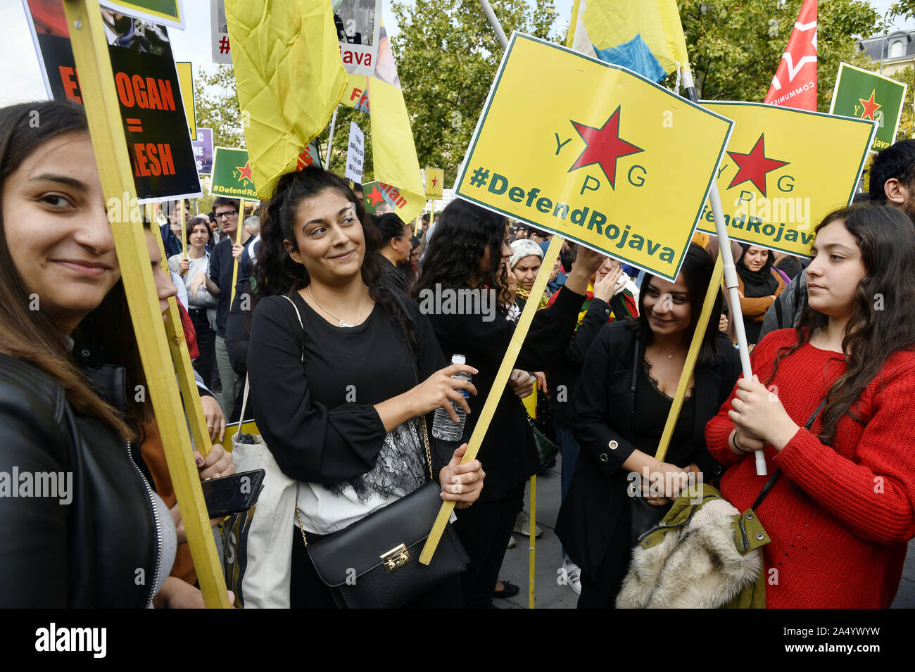 Kurdish People protest for defending Rojava - Place de la République ...