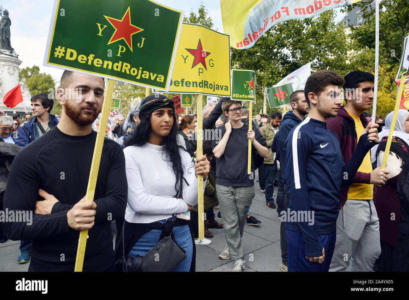 Kurdish People protest for defending Rojava - Place de la République ...