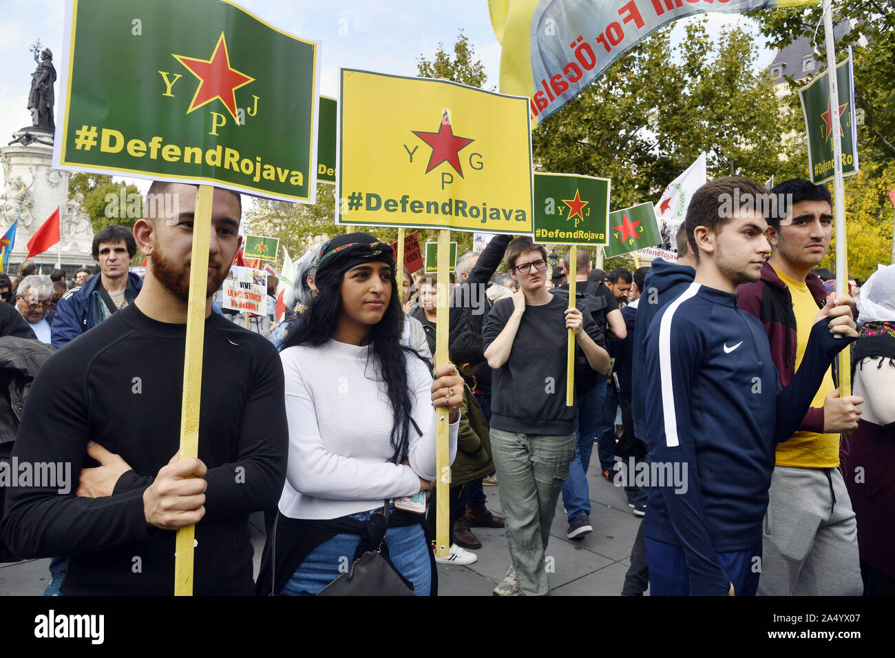 Kurdish People protest for defending Rojava - Place de la République ...