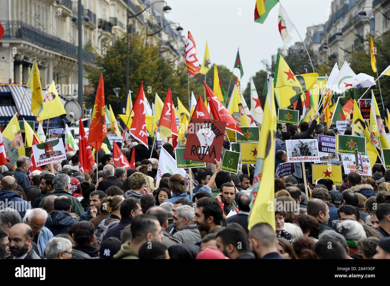 Kurdish People protest for defending Rojava - Place de la République ...