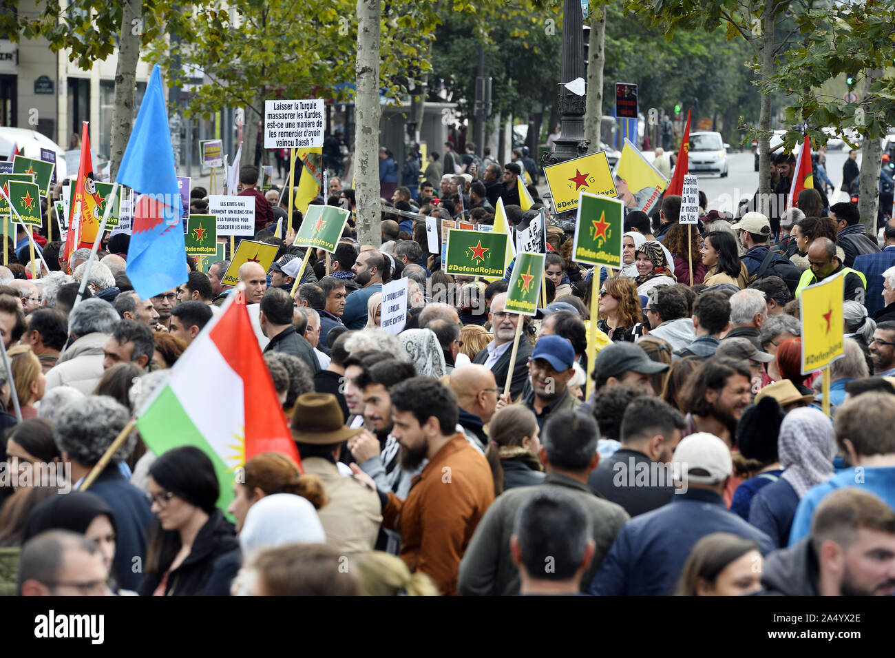 Kurdish People protest for defending Rojava - Place de la République ...