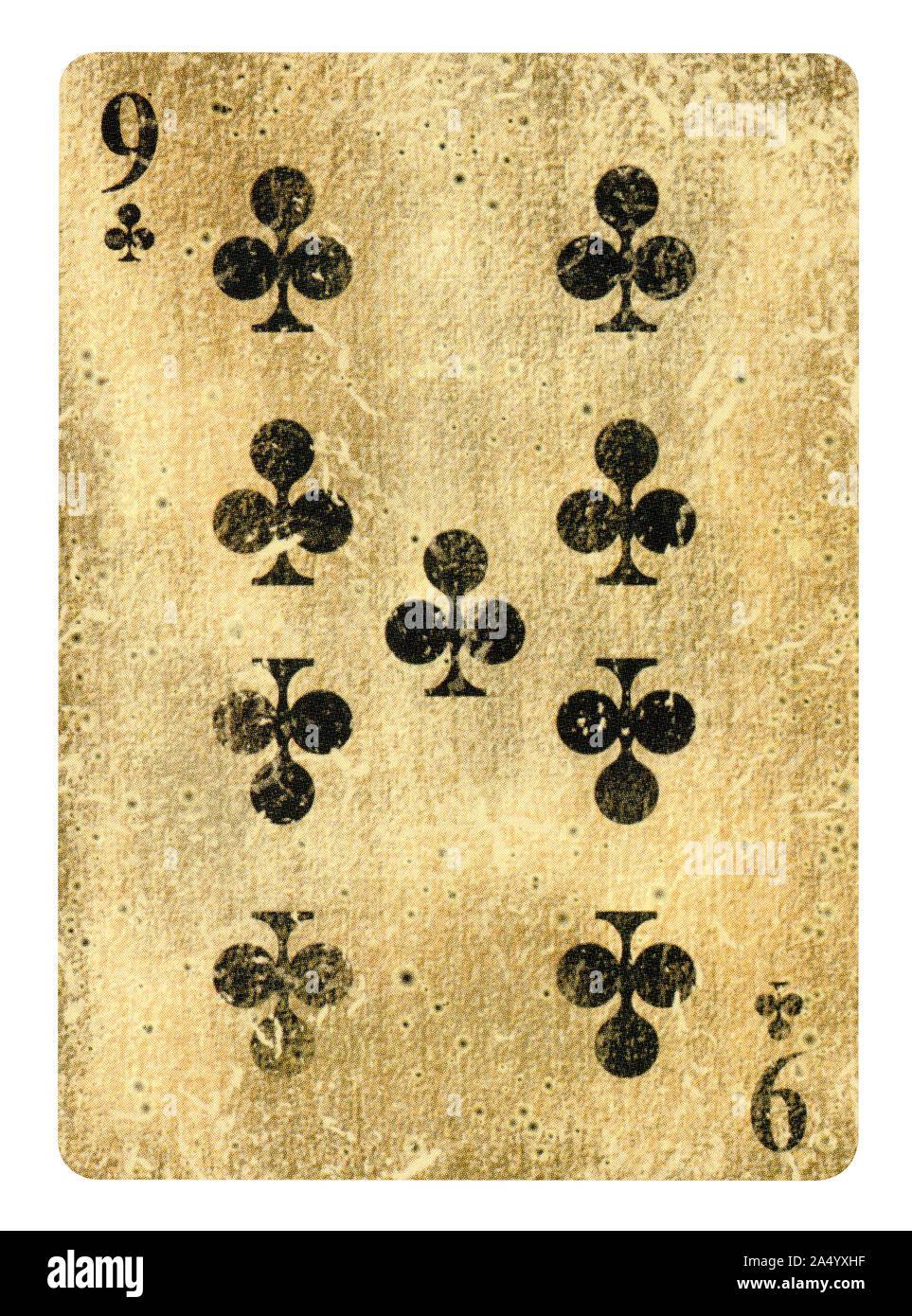 Nine of Clubs playing card - isolated on white (clipping path included ...