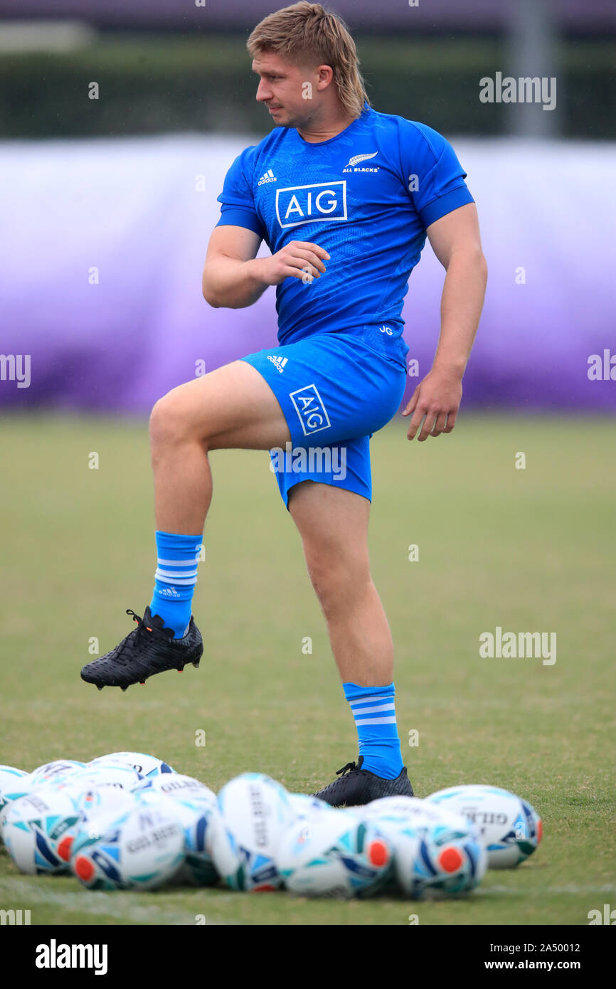 New Zealand's Jack Goodhue during the training session at Tatsuminomori ...