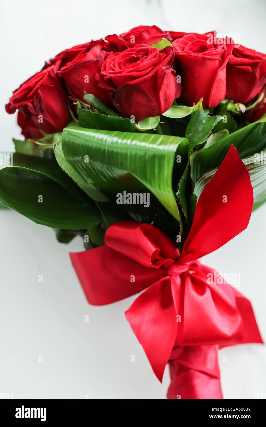 Flowers as a gift, romantic relationship and floral design concept ...