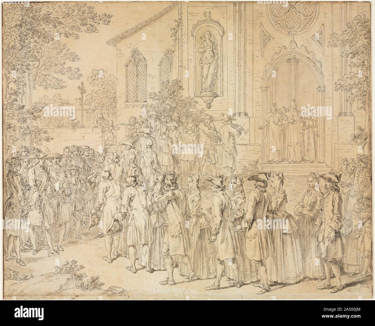 A Procession Entering a Church, 1700s Stock Photo - Alamy