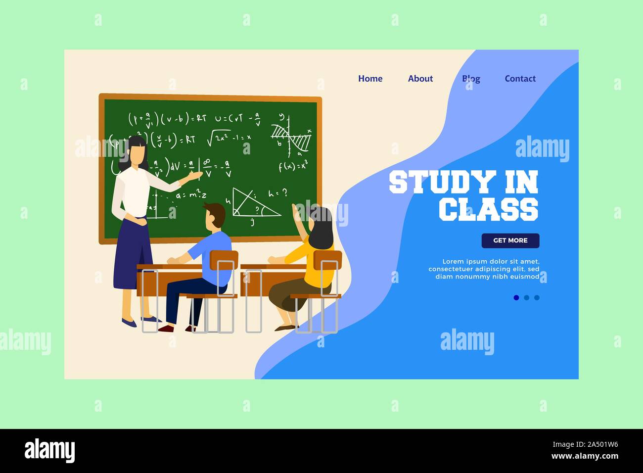 Study in Class Landing page. Children study in class with teacher ...