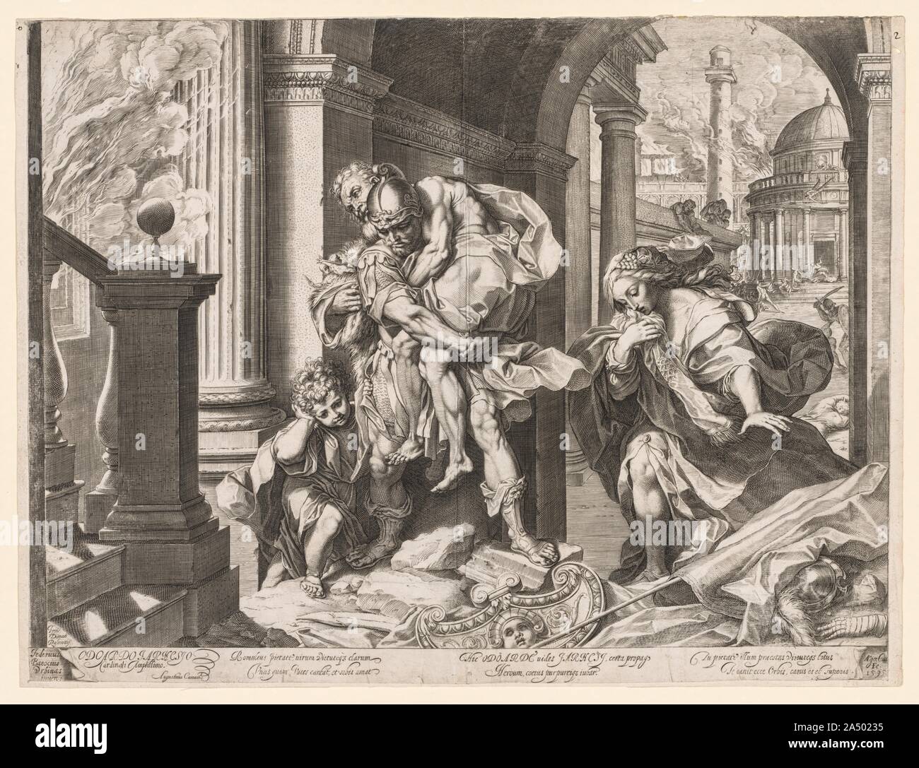 Aeneas and His Family Fleeing Troy, 1595. Created at the end of the ...