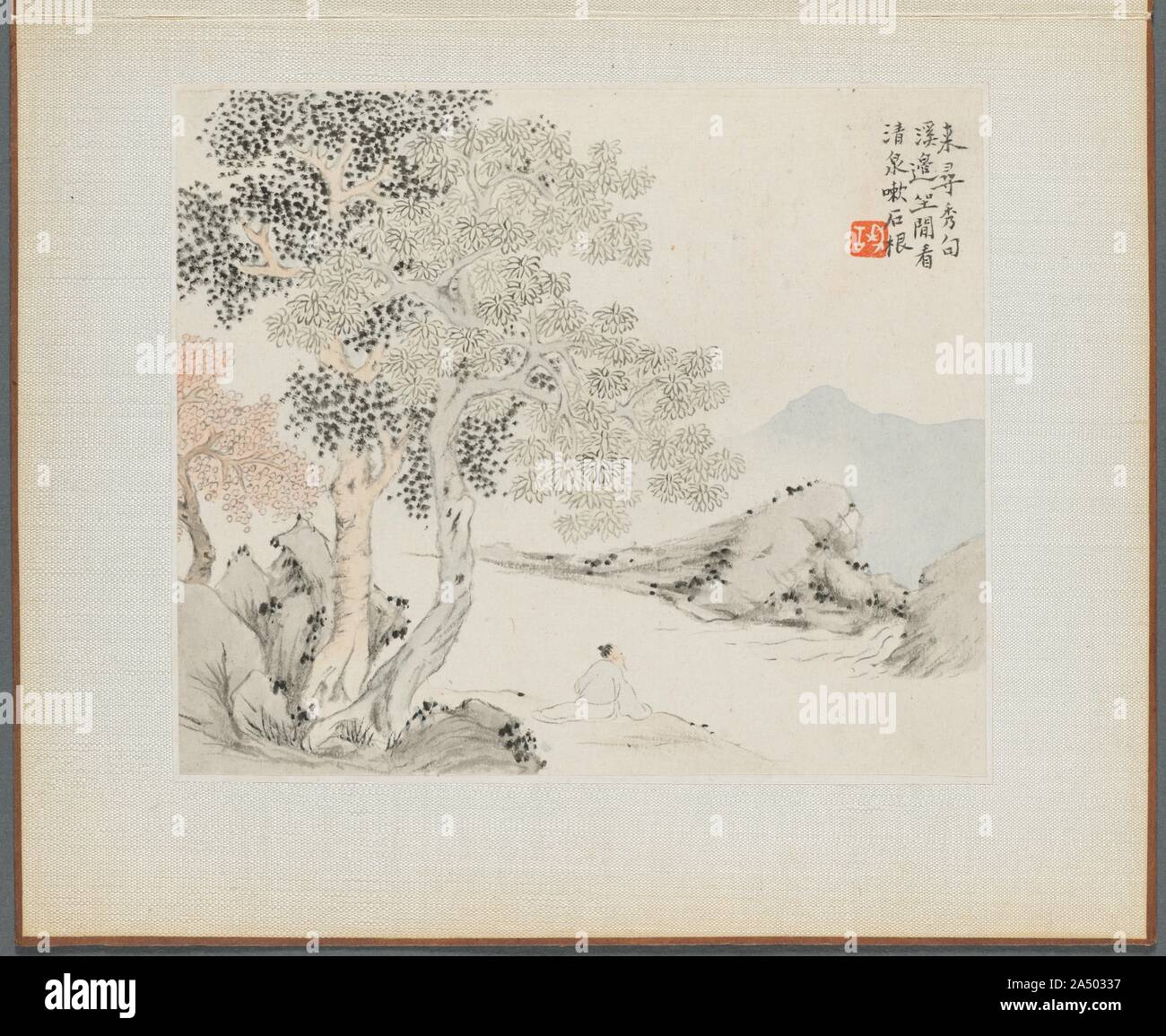 Album of Landscape Paintings Illustrating Old Poems: Three Big Trees, a ...