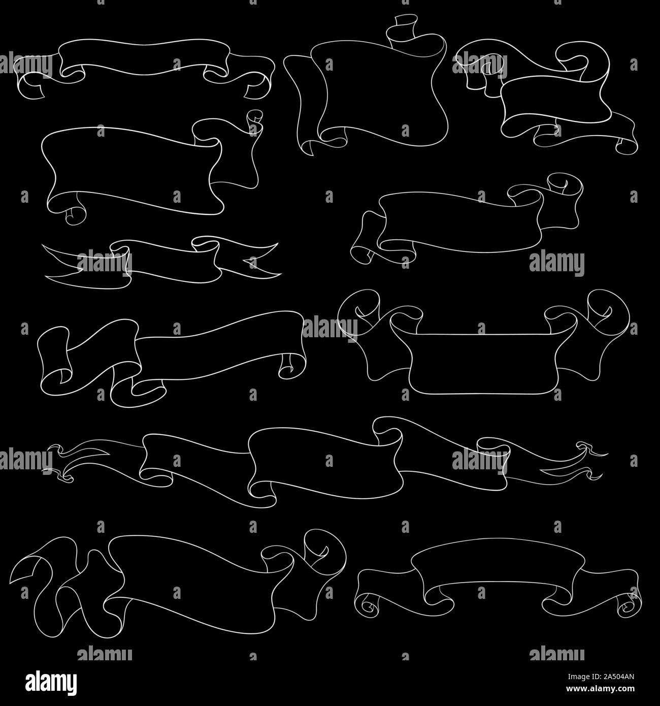 Paper scrolls on black background. Hand drawn sketch Stock Vector Image ...