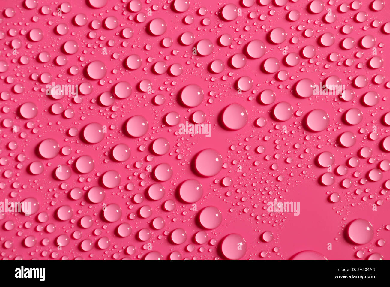 Macro image of water drops on pink surface Stock Photo - Alamy