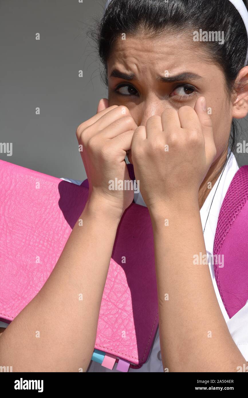 Female Student And Fear Stock Photo - Alamy