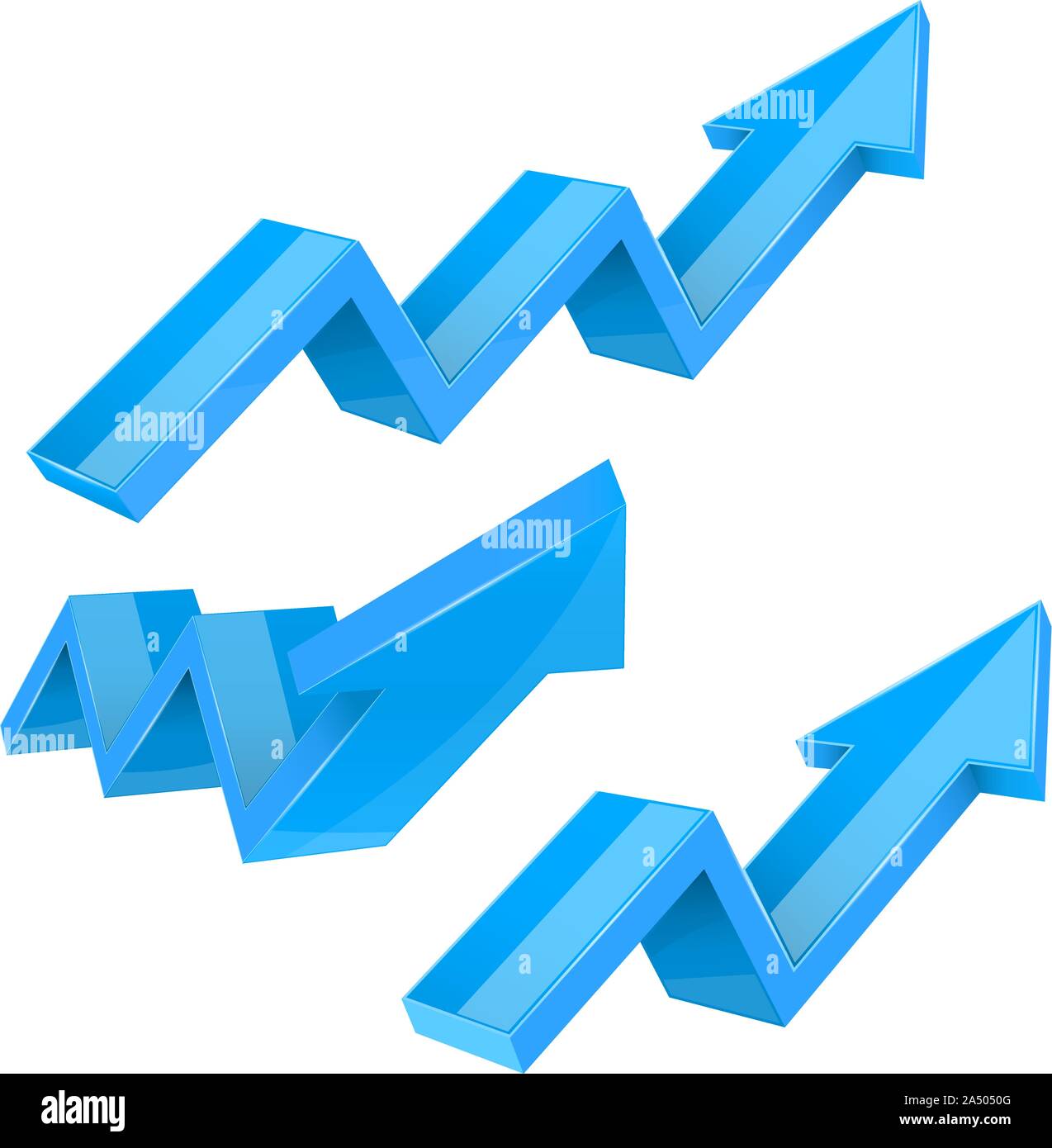 Blue indication arrows. Up rising financial signs Stock Vector Image ...