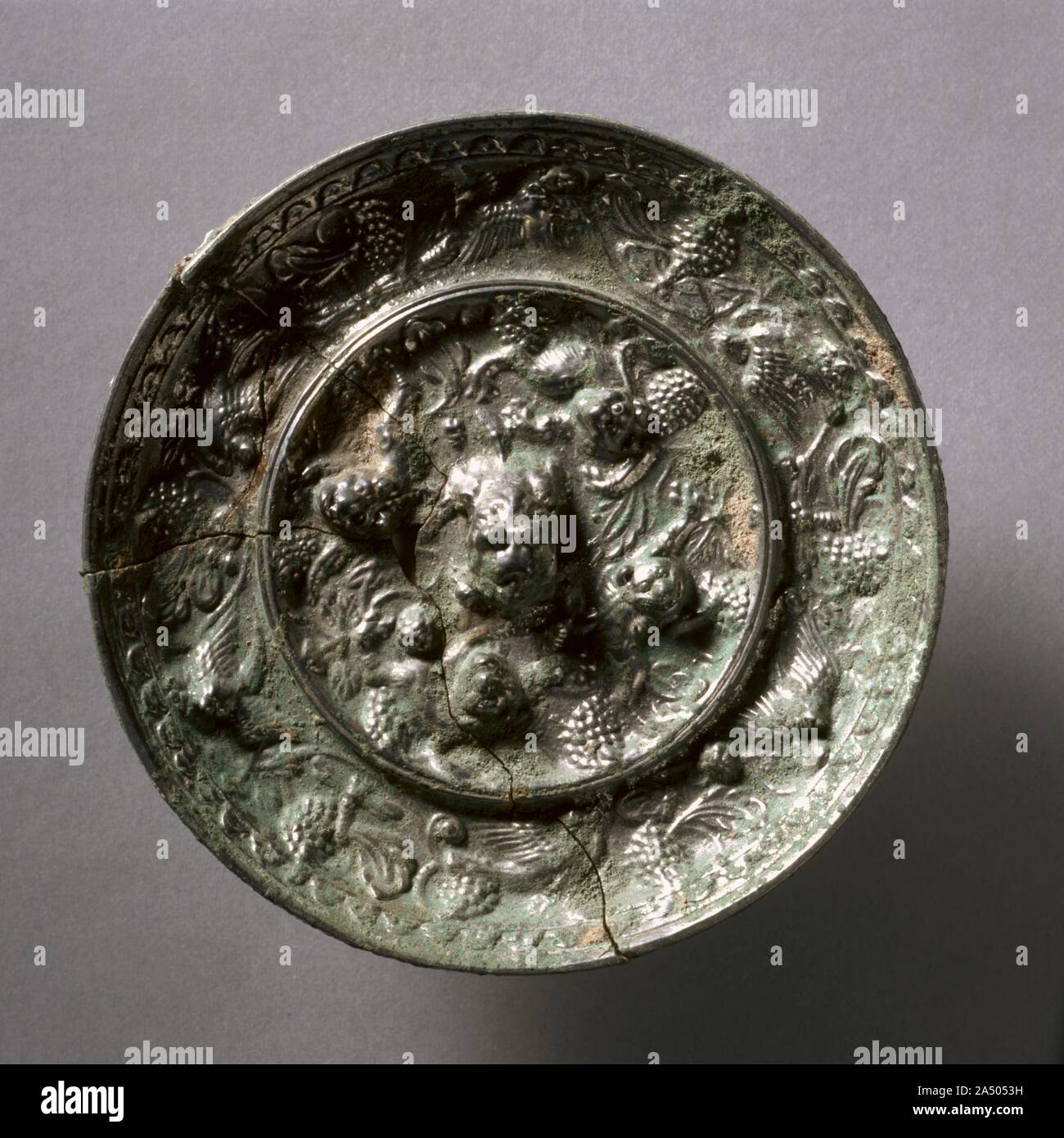 Animal-and-Grape Mirror, early 7th Century- early 10th Century Stock ...