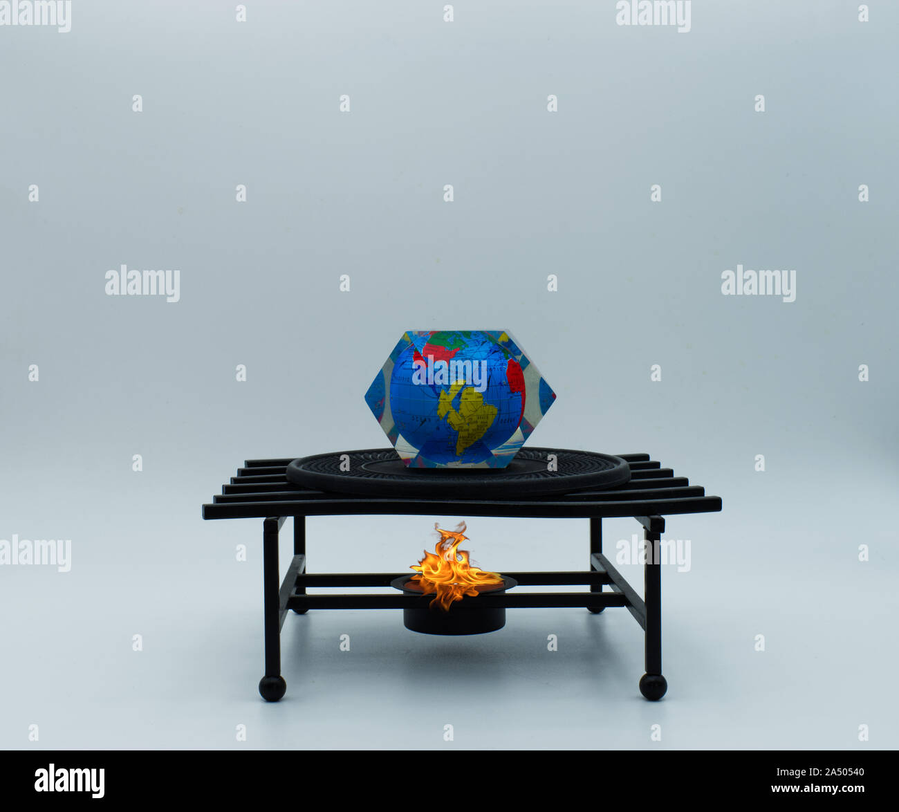 Concept image of global warming. Earth overheating concept, on white ...