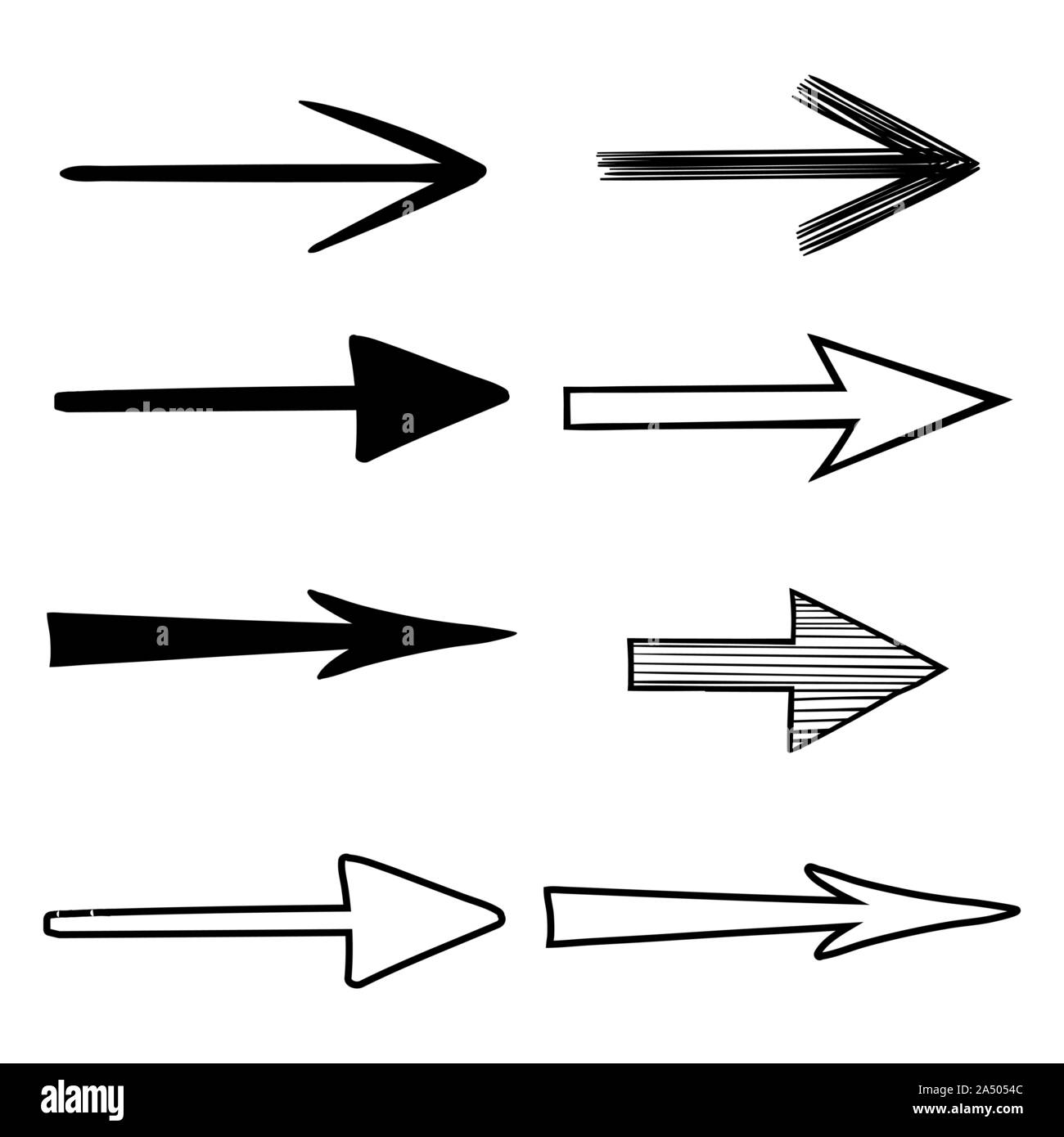 Arrows. Next signs. Black flat hand drawn icons Stock Vector Image ...