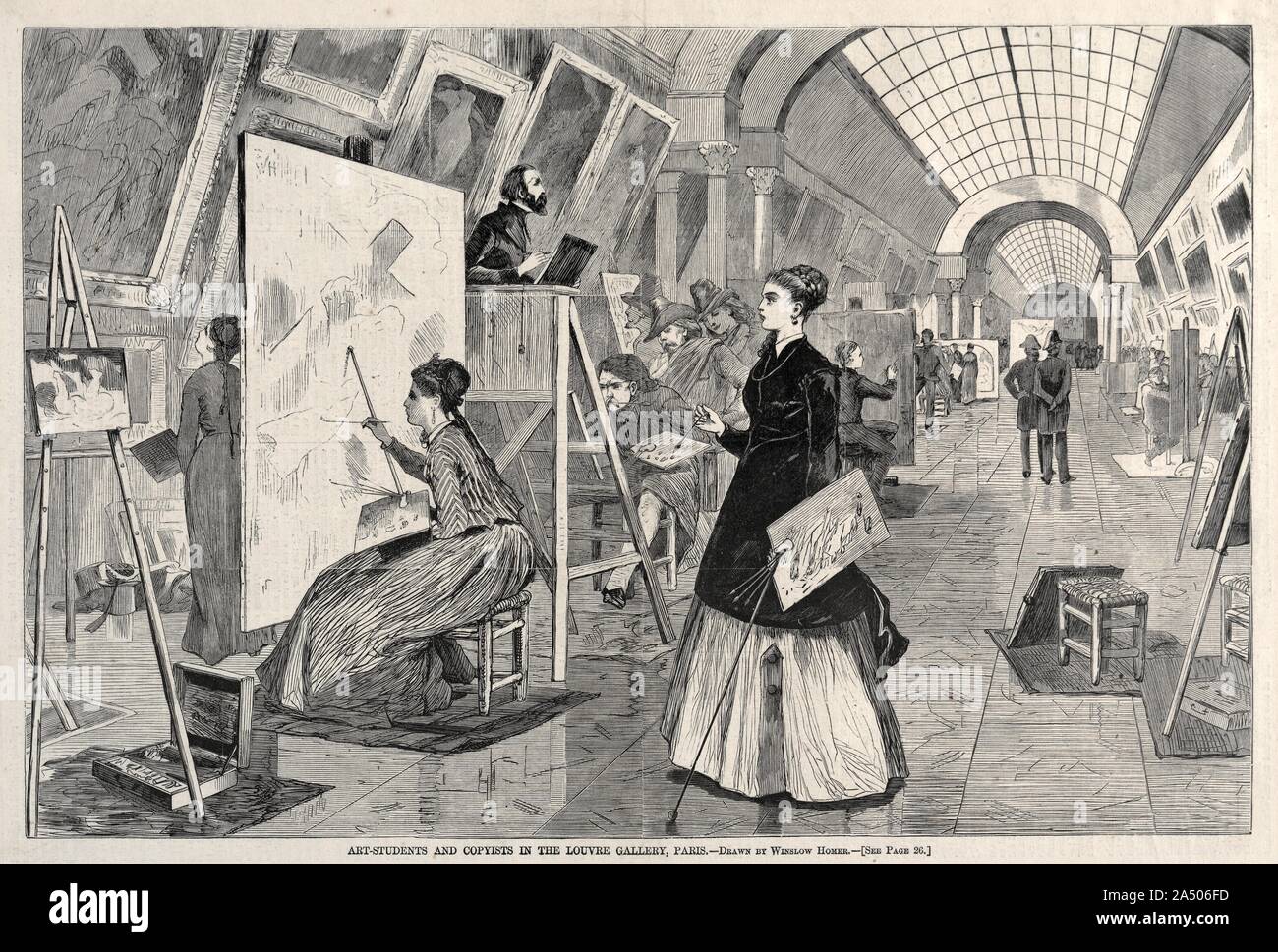 Art Students and Copyists in the Louvre Gallery, Paris, 1864 Stock ...
