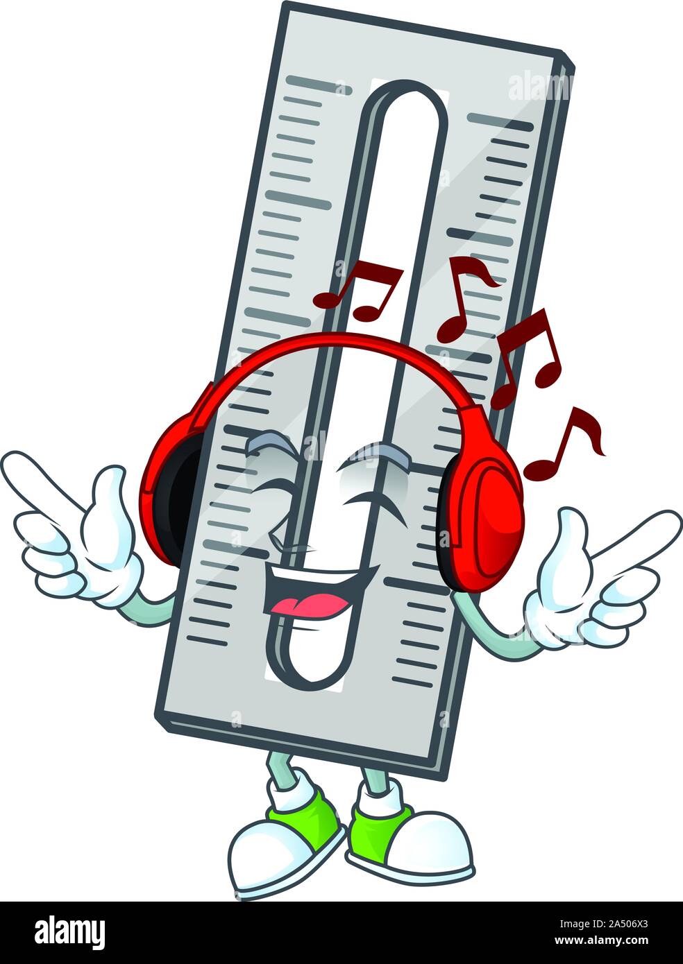 Listening music icon rullers cartoon character with mascot Stock Vector ...