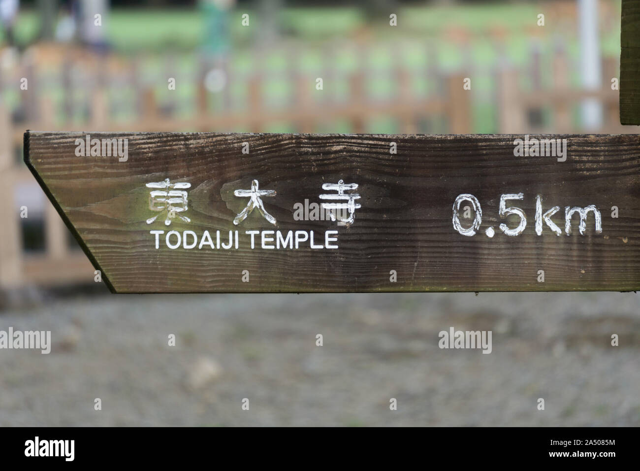 Wooden street sign in Nara, Japan pointing the way to Todaiji Temple ...