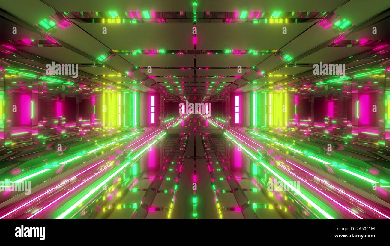 futuristic space temple tunnel corridor with cool reflections and glass ...