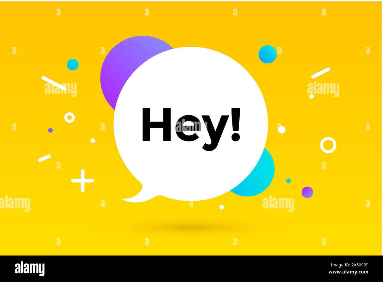 Hey. Banner, speech bubble, poster and sticker concept Stock Vector ...