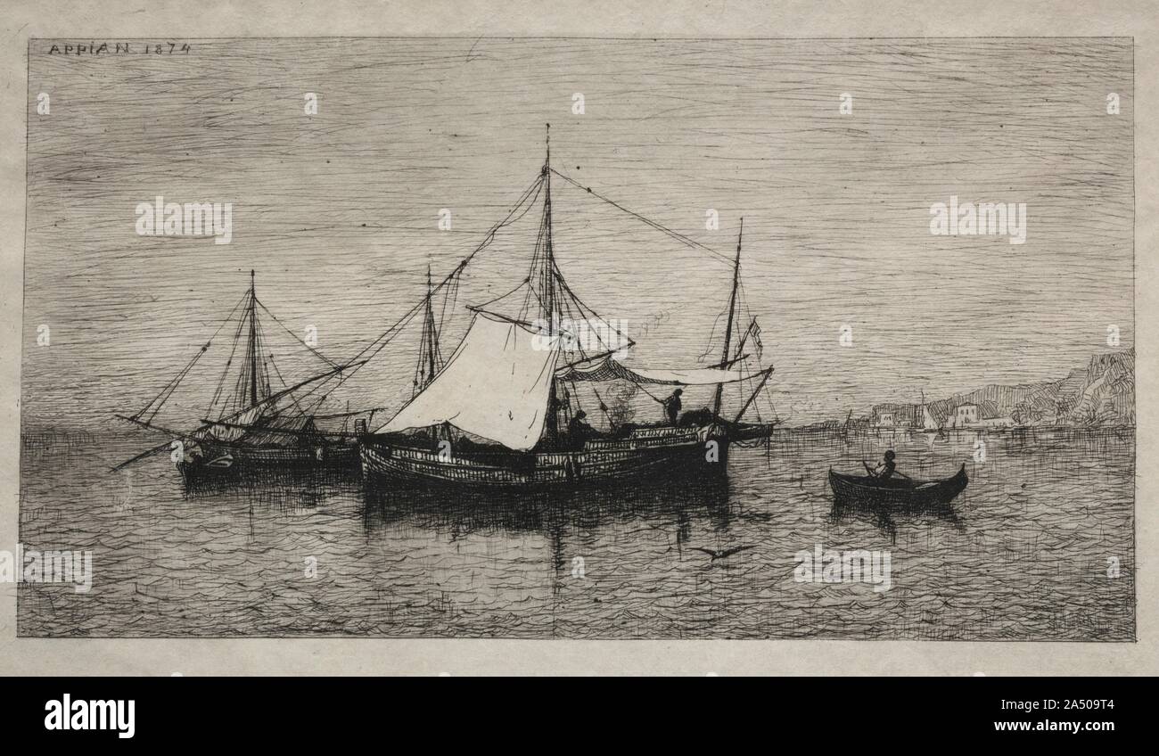 Boats of Cabotage (Coasts of Italy), 1874 Stock Photo - Alamy