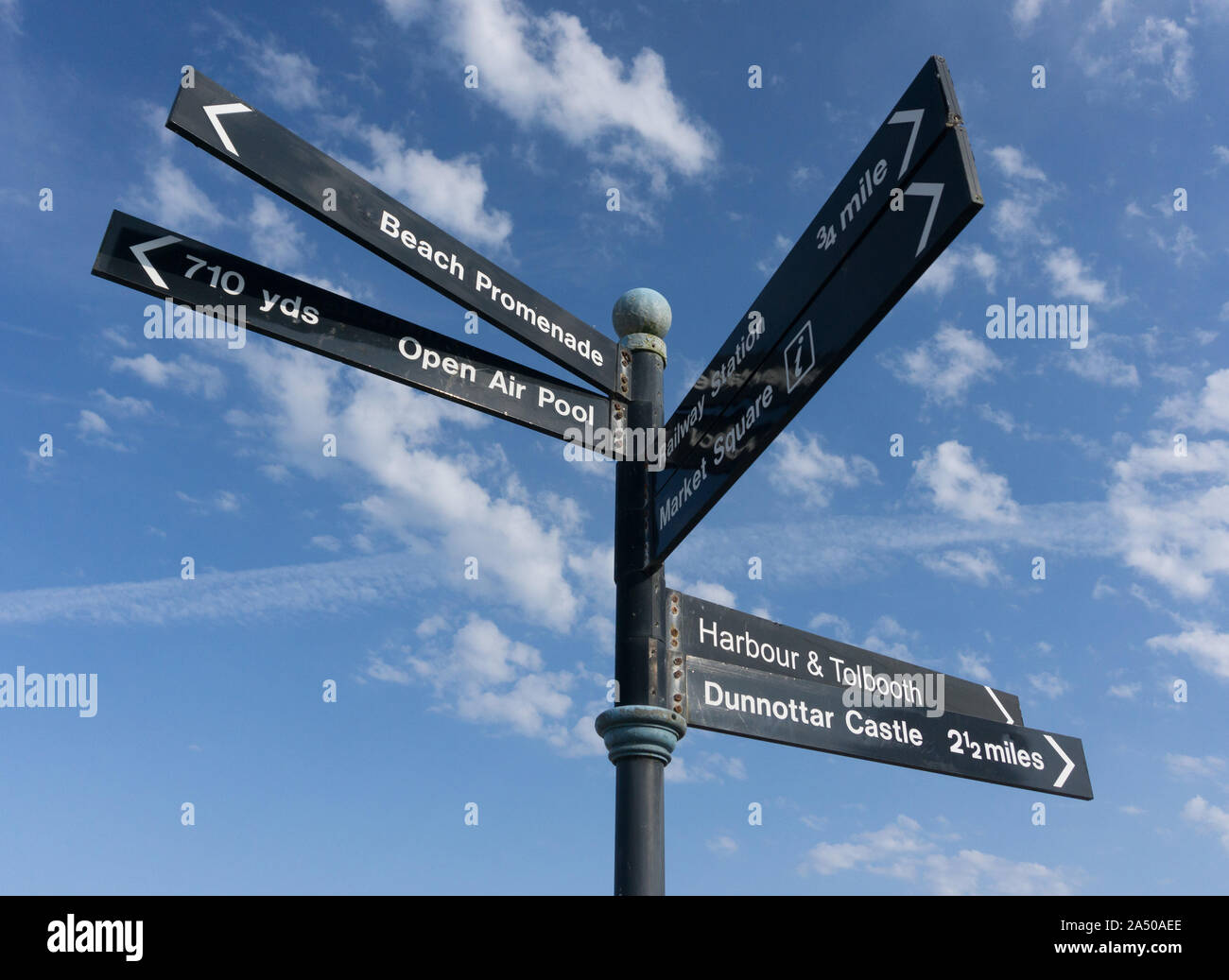 Sign showing local attractions in Stonehaven, Scotland, UK Stock Photo ...