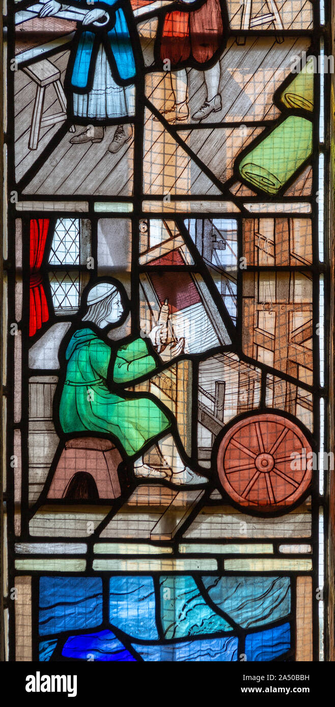 Stained glass window, Holy Cross church, Seend, Wiltshire, England 2002 ...