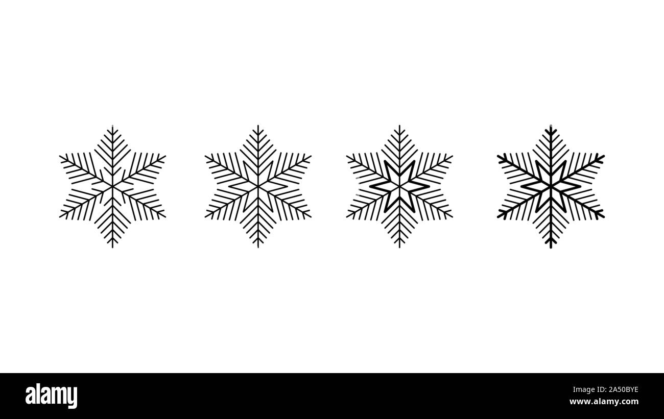 Vector big set of black Snowflakes design element on white background ...