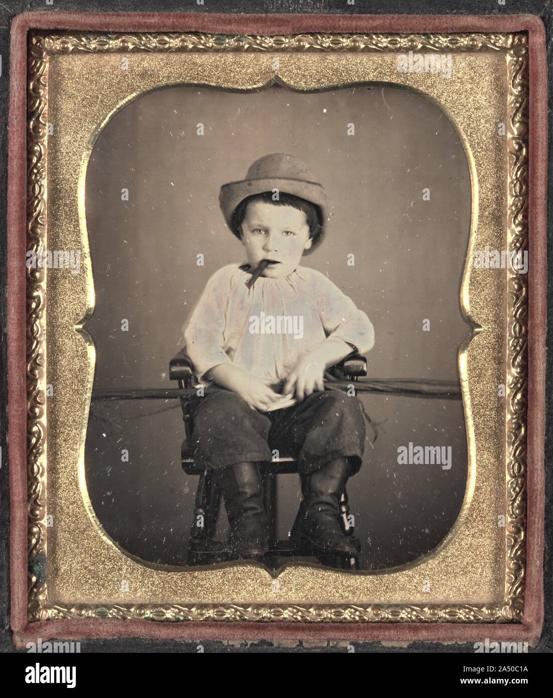 Boy with Cigar, c.1855 Stock Photo - Alamy