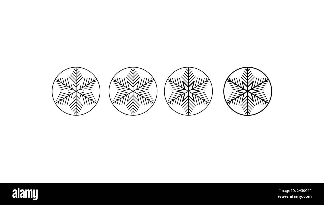 Vector big set of black Snowflakes design element on white background ...
