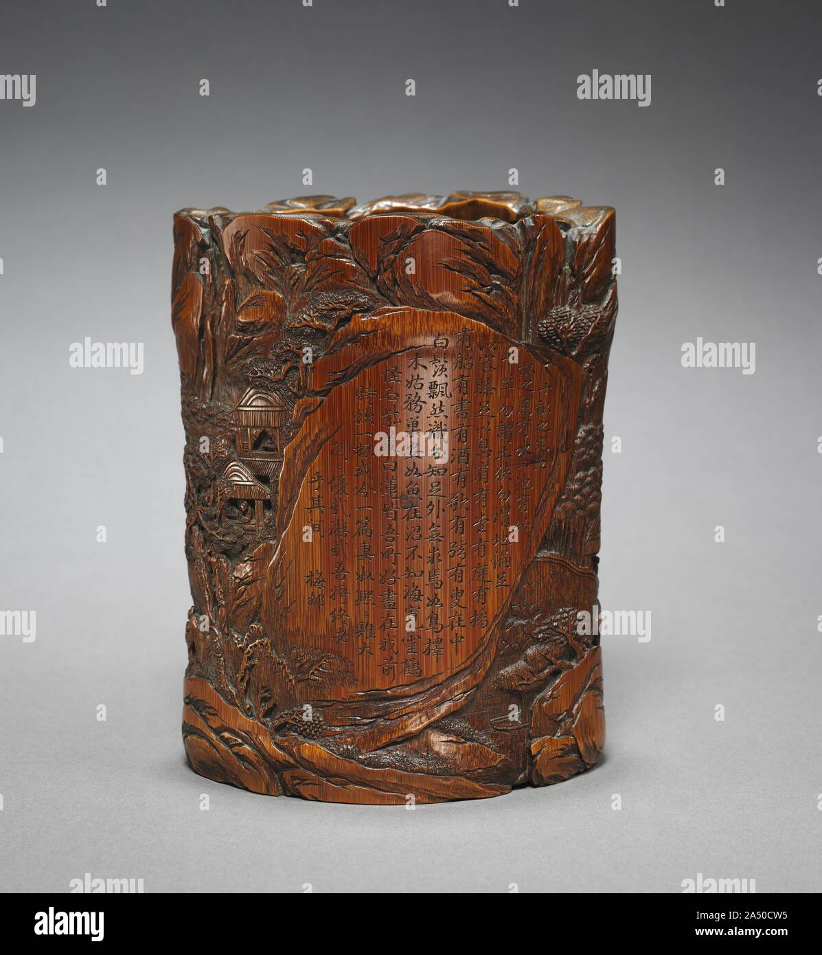 Brush Holder with Figures in Landscape and Poetic Inscription, 1700s ...