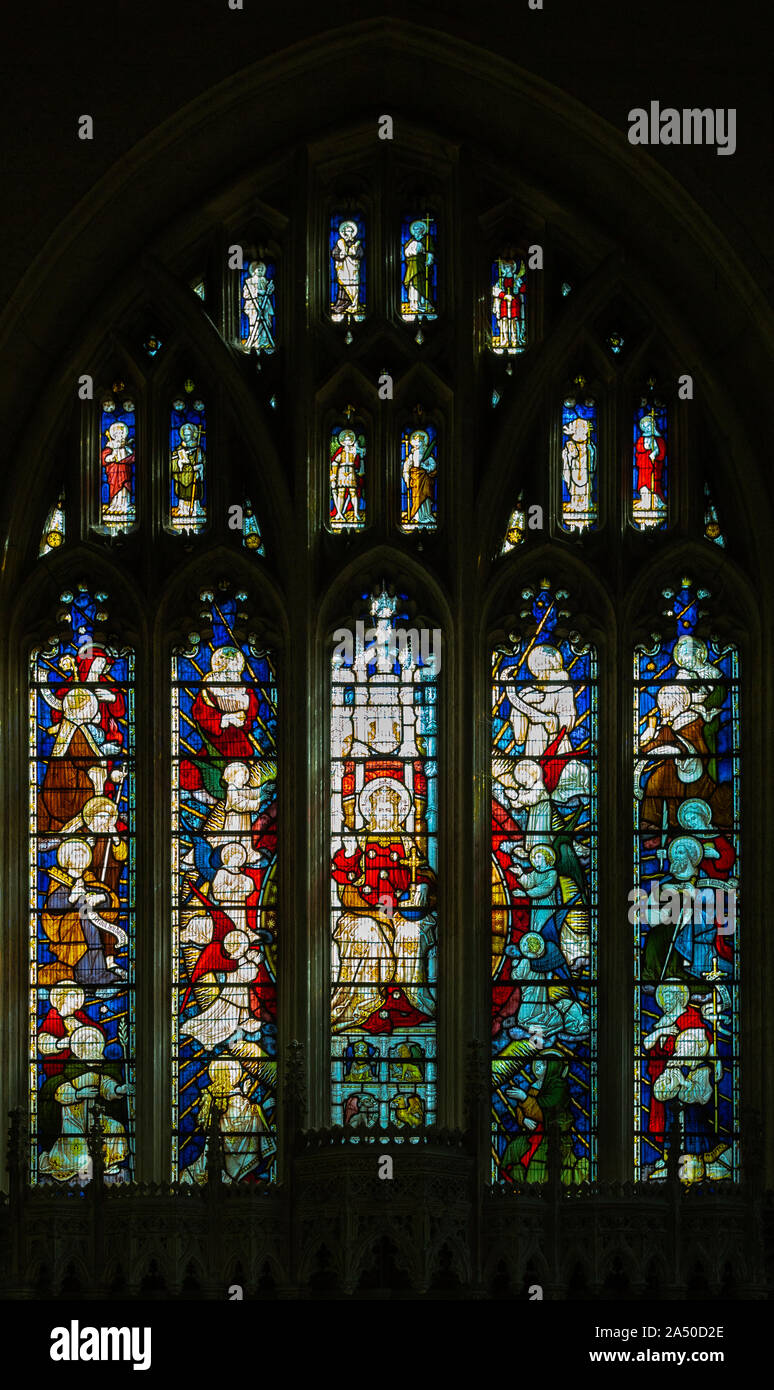Stained glass window of Christ in Majesty, Seend church, Wiltshire ...