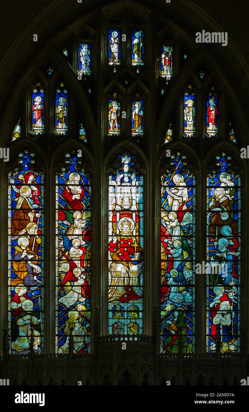 Stained glass window of Christ in Majesty, Seend church, Wiltshire ...
