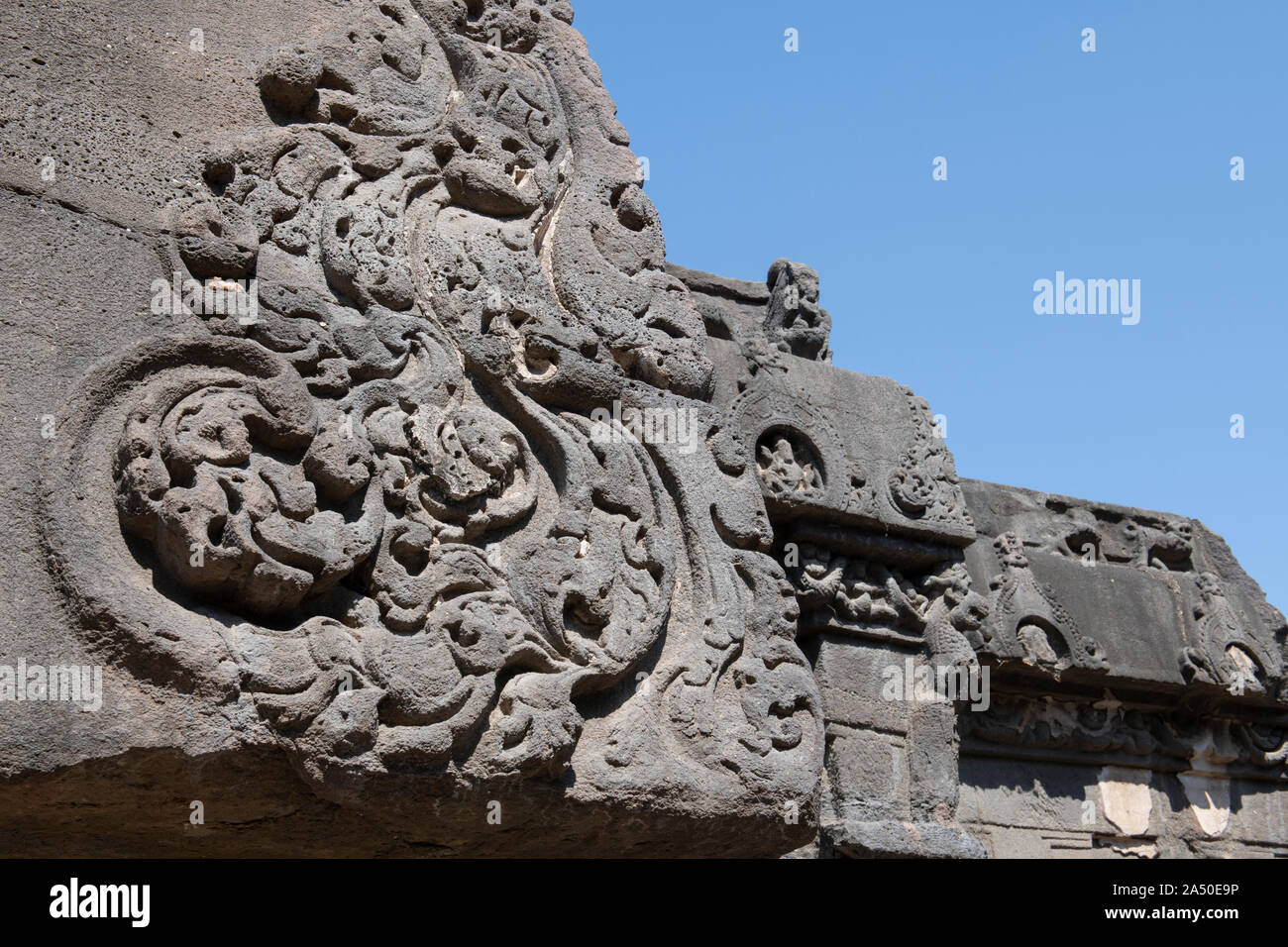 India, Maharashtra, Ellora, Ellora Caves. Cave 16, The Kailasa temple ...