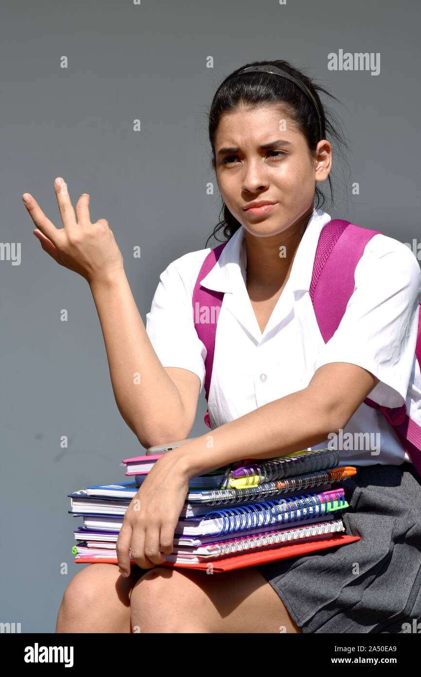 Cute Female Student And Indecisiveness Stock Photo - Alamy