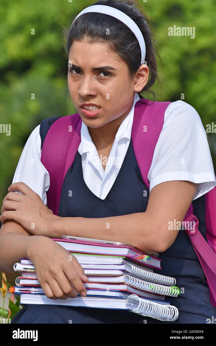Female Student Under Stress Wearing Uniform Stock Photo - Alamy