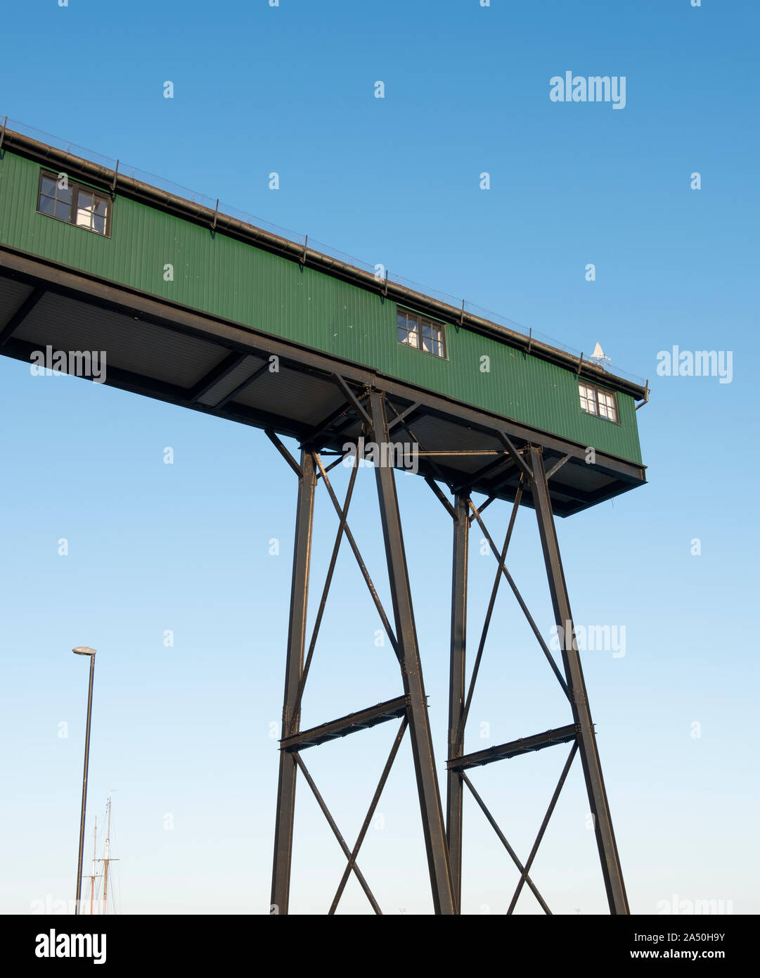 Old granary building gantry structure Stock Photo - Alamy