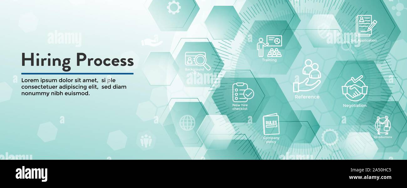 The Hiring Process icon set and web header banner Stock Vector Image ...